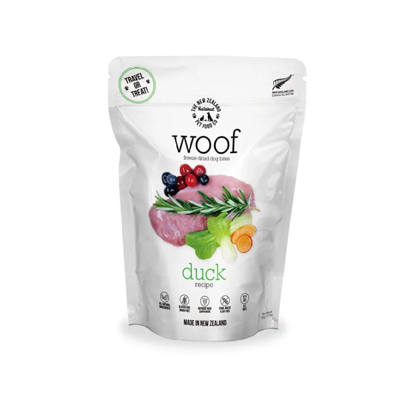 【鮮開凍 NZ Natural】woof冷凍乾燥生食｜鴨肉｜狗冷凍脫水乾糧│HAPET好寵-毛孩選物店