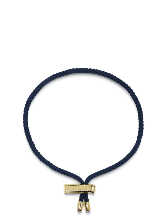 Men's Navy Blue String Bracelet with Adjustable Gold Lo