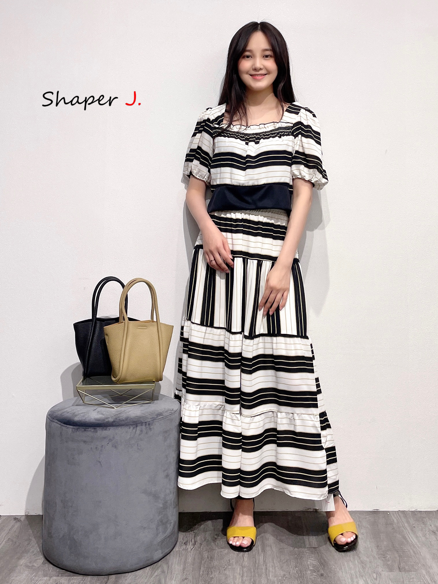 氣質唯美款黑白線條套裝-裙子 | Shaper J.
