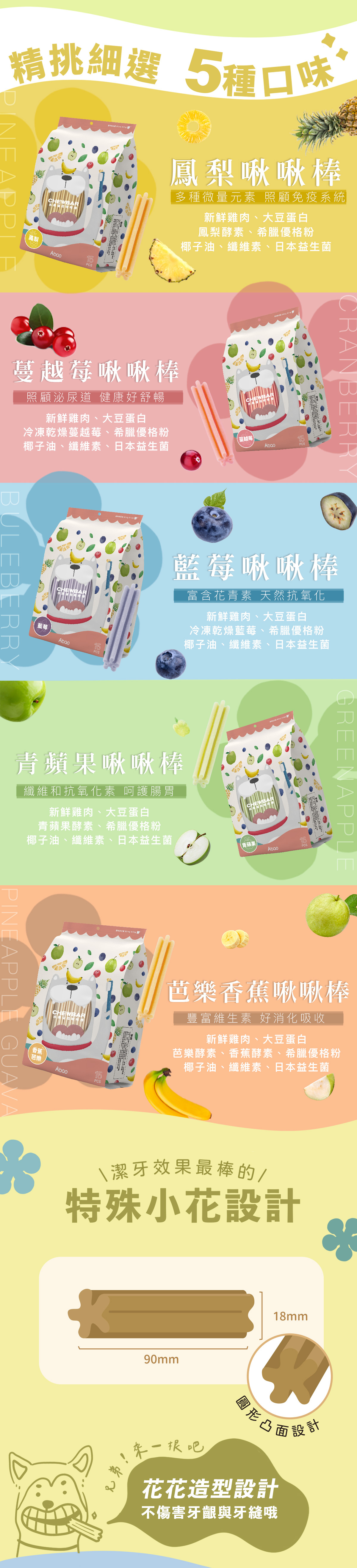 狗狗潔牙棒｜香蕉芭樂啾啾棒富翁包15入｜Abao寵物拌飯