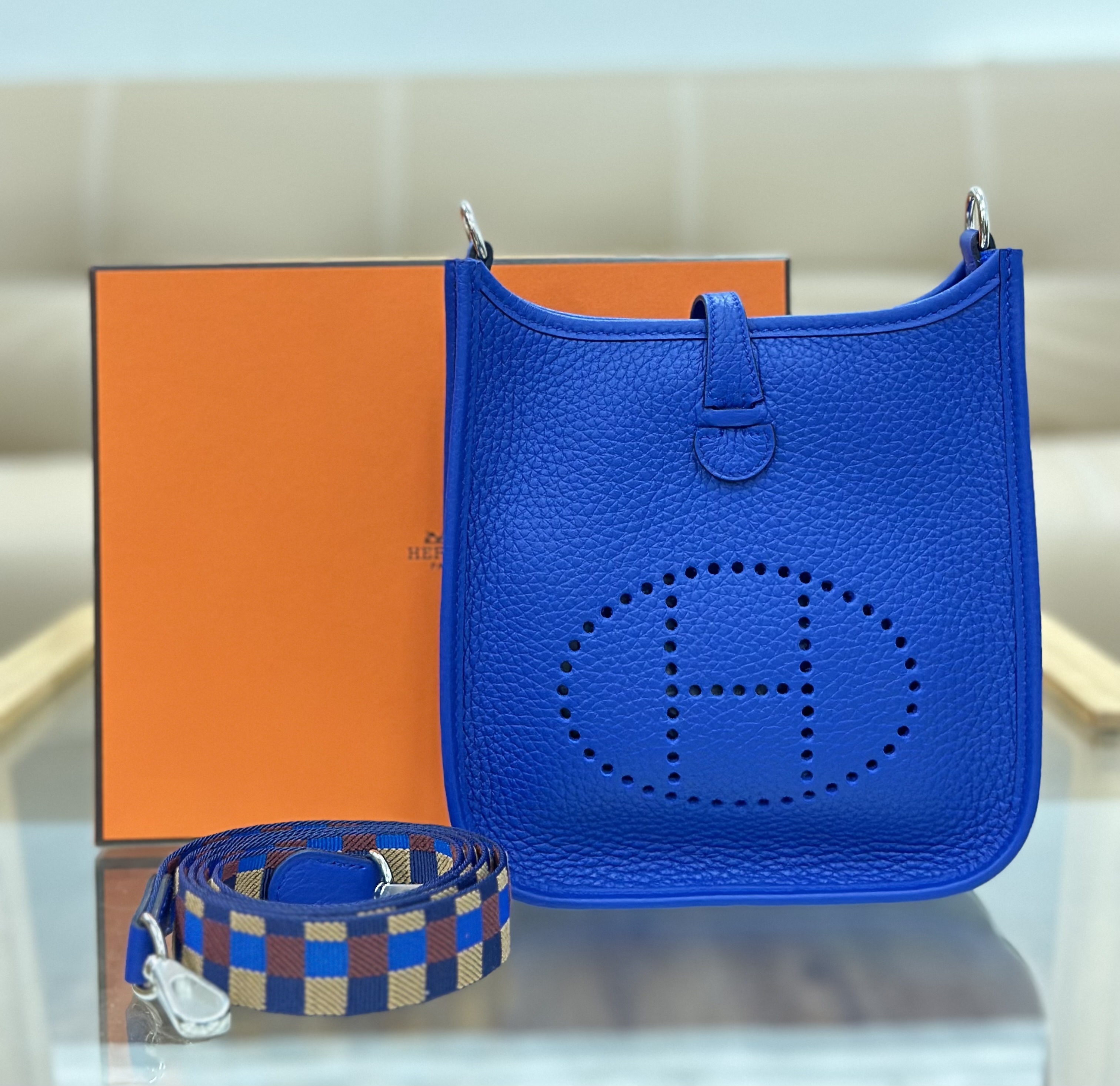 Hermes mini evelyne Royal blue