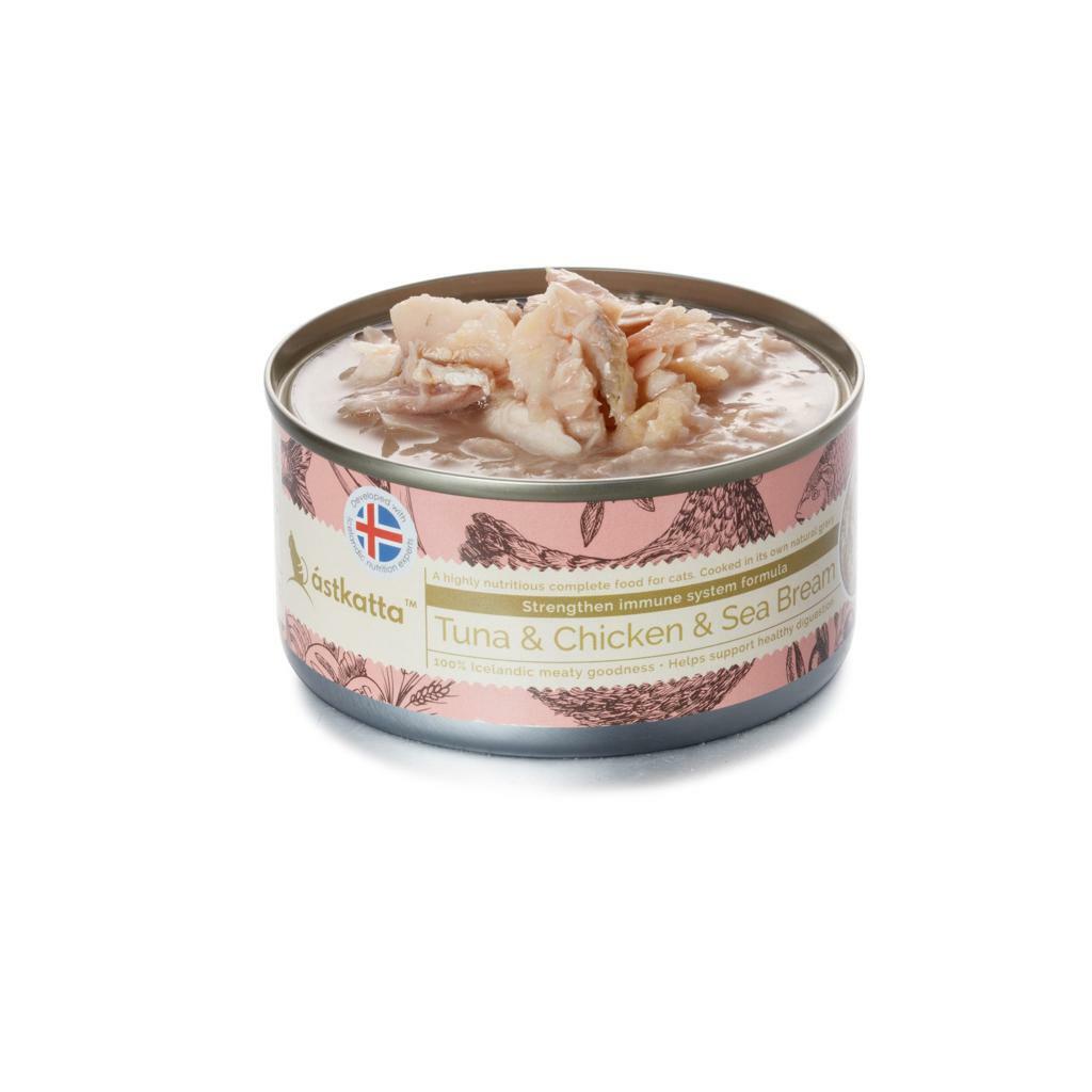 Astkatta 保健主食罐(免疫力) - 白鰹吞拿雞肉海鱸 (粉紅) 80g