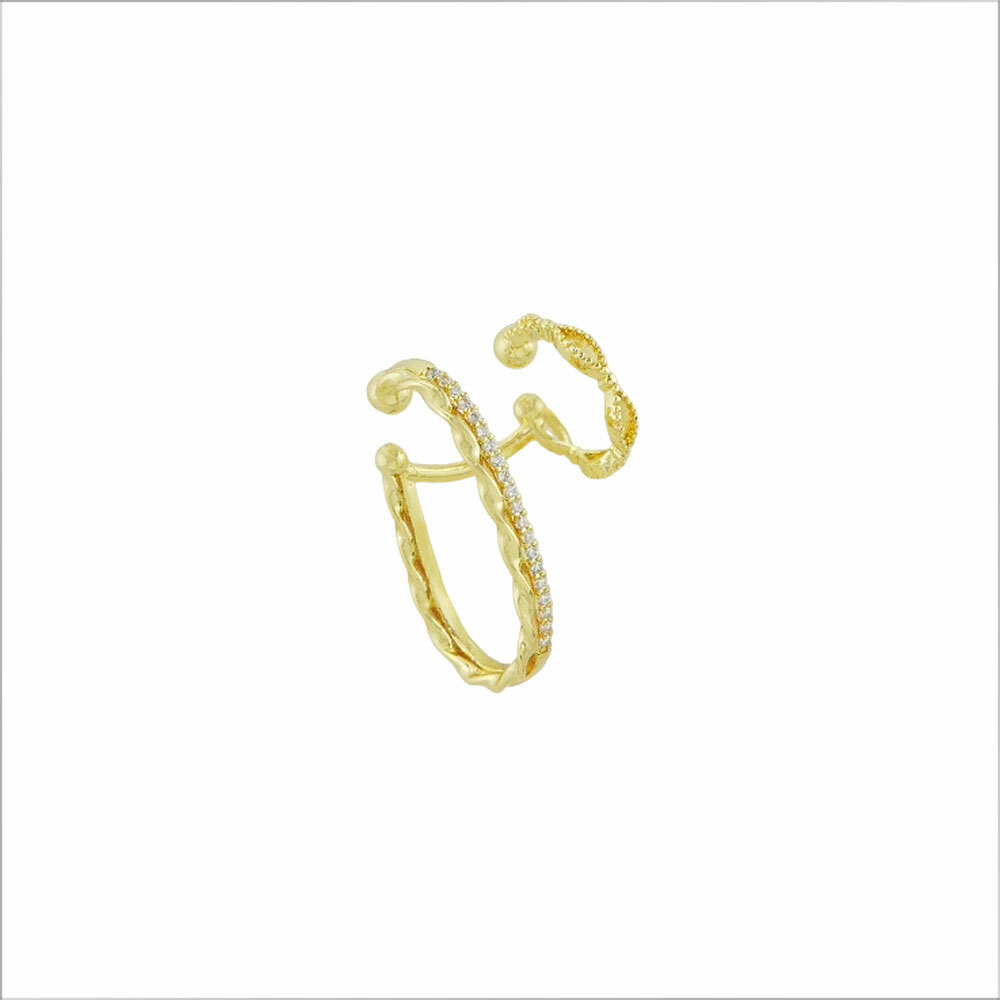 [黃銅] 麻花捲不對稱耳窩耳骨夾-金色 / [Brass] Double Twist Ear Cuff - G