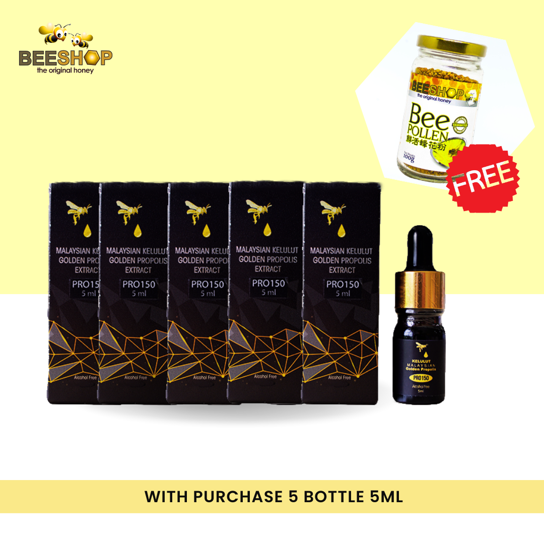 KELULUT GOLDEN PROPOLIS 5 bottle (HALAL) - The Bee Shop