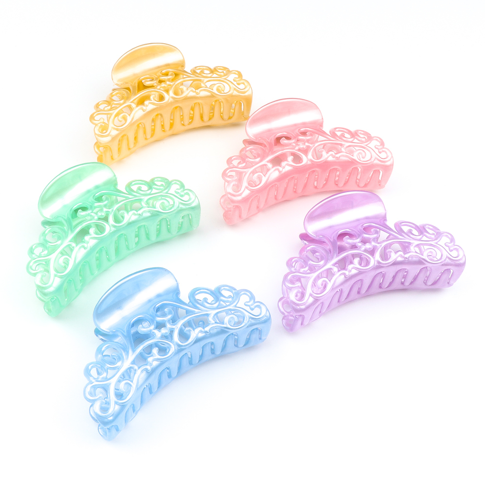 艾莉飾品批發│【C245-903】9 cm淺珠光鏤空夾-12入 / 包