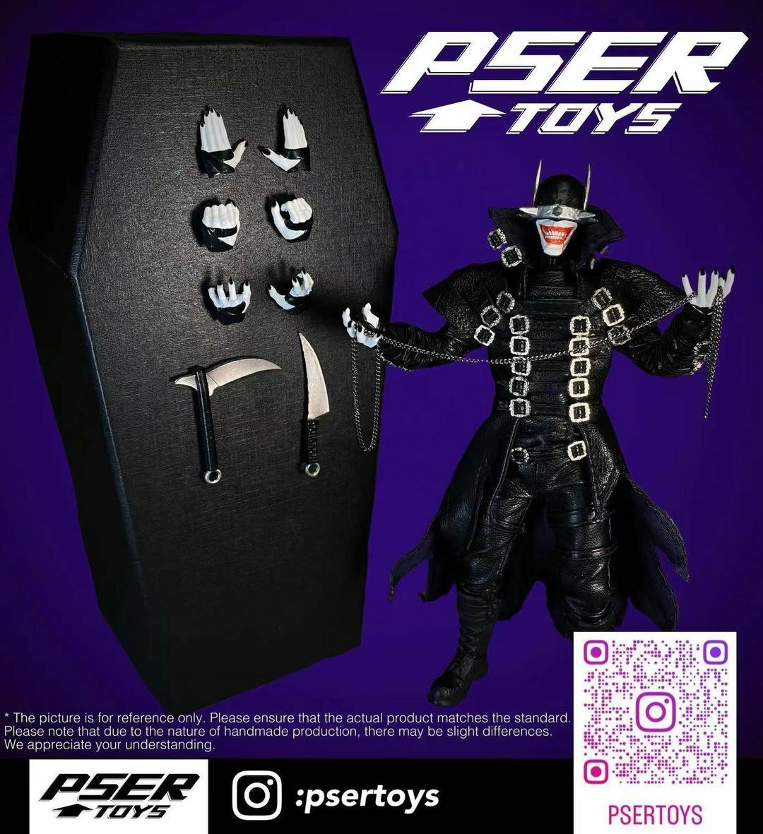 PSERTOYS 1/12 Who Laughs Bat Action Figure (Leather Su