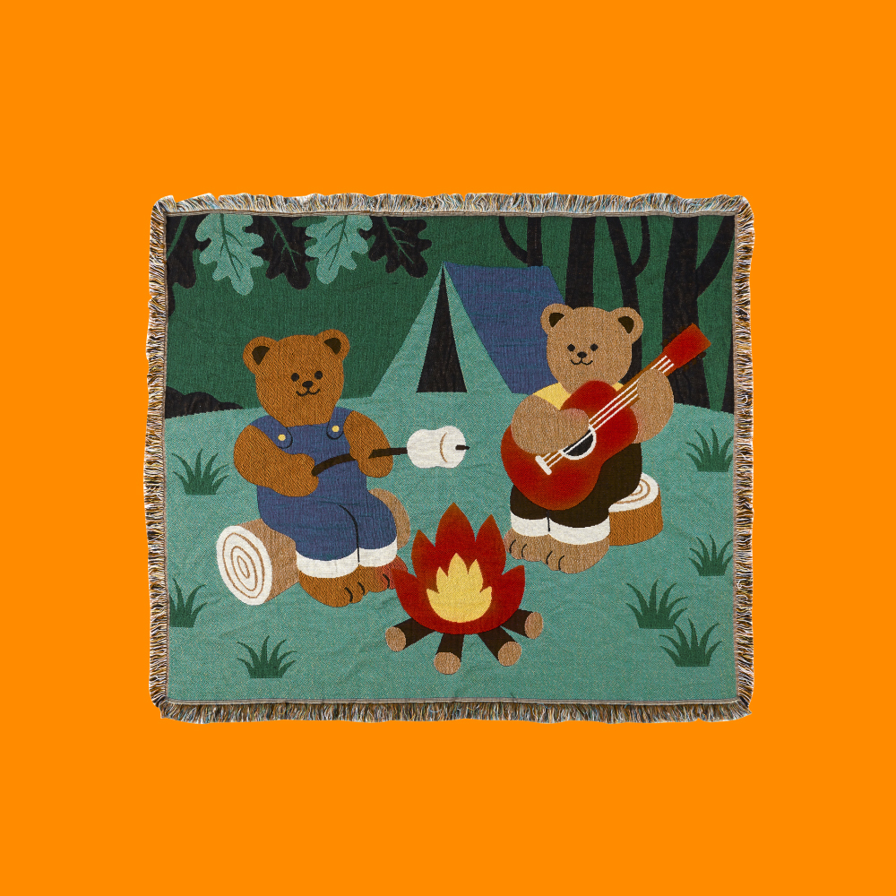 Wiggle Wiggle Square Rug - Camping Bear