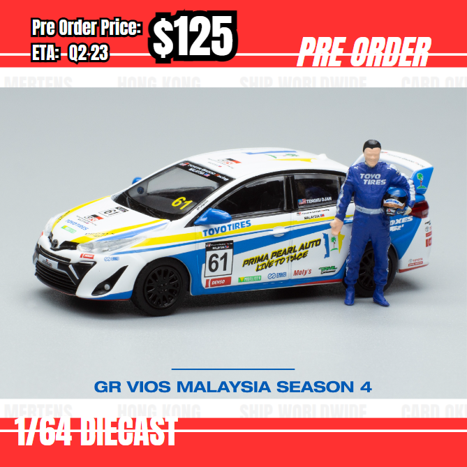 Pre Order-$125 POPRACE 1:64 GR VIOS MALAYSIA SEASON 4 T