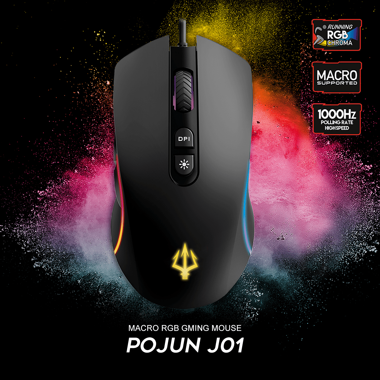 J01電競滑鼠-黑色-波軍POJUN