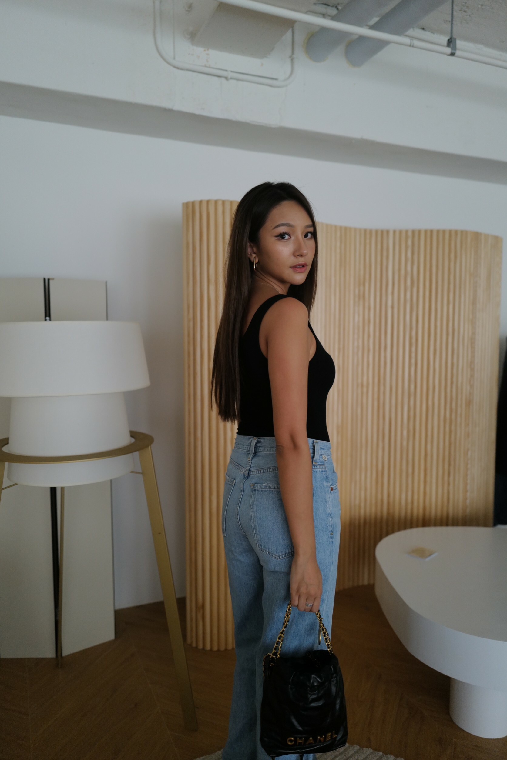 Abby daily tank 小挖背螺紋背心（黑）