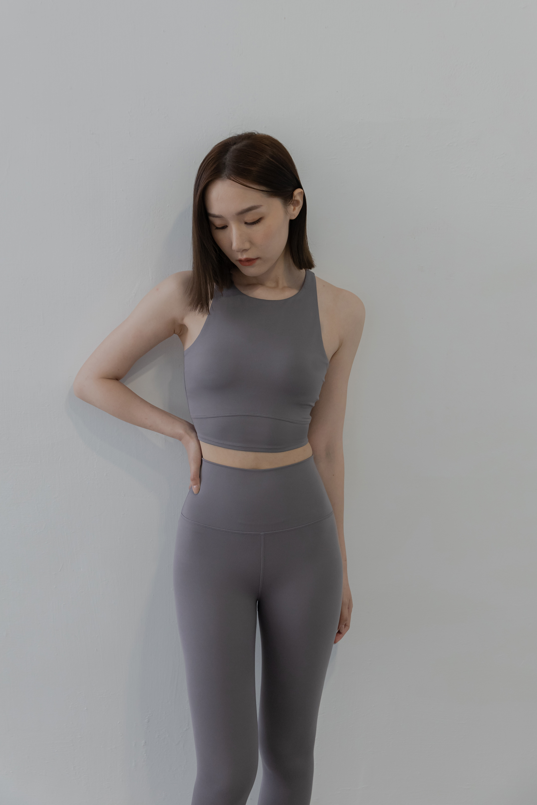 Shyni High-Neck Bra Top- 藕紫