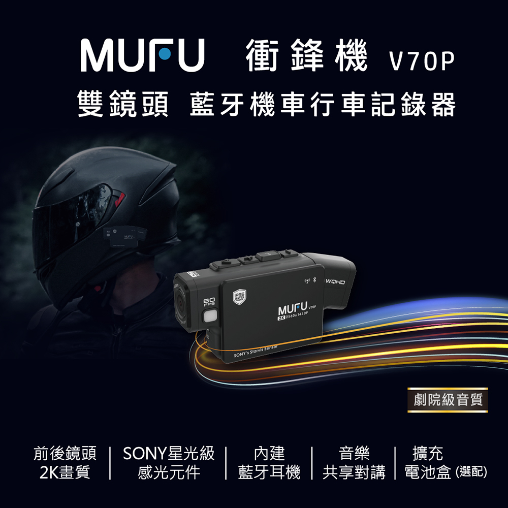 MUFU雙鏡頭藍牙機車行車記錄器V70P 衝鋒機