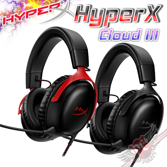 PC PARTY HyperX Cloud III 颶風3 有線電競耳機 黑色 / 黑紅色