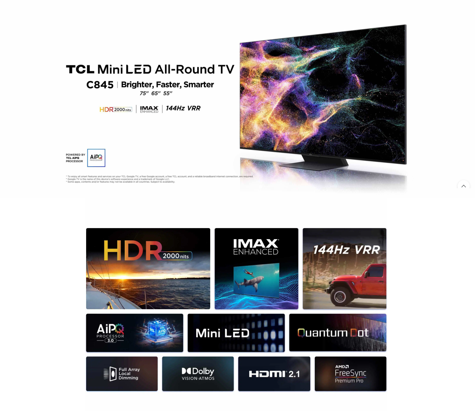 TCL 65C845 65" 4K Mini LED QLED 4K TV TCL 65" C845