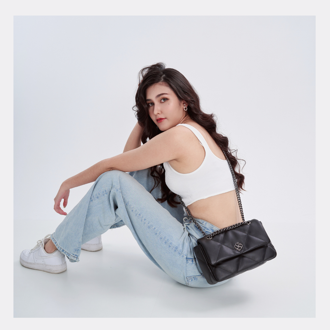 STEVANIE - Alyssa 黑色鏈條包 (大款)