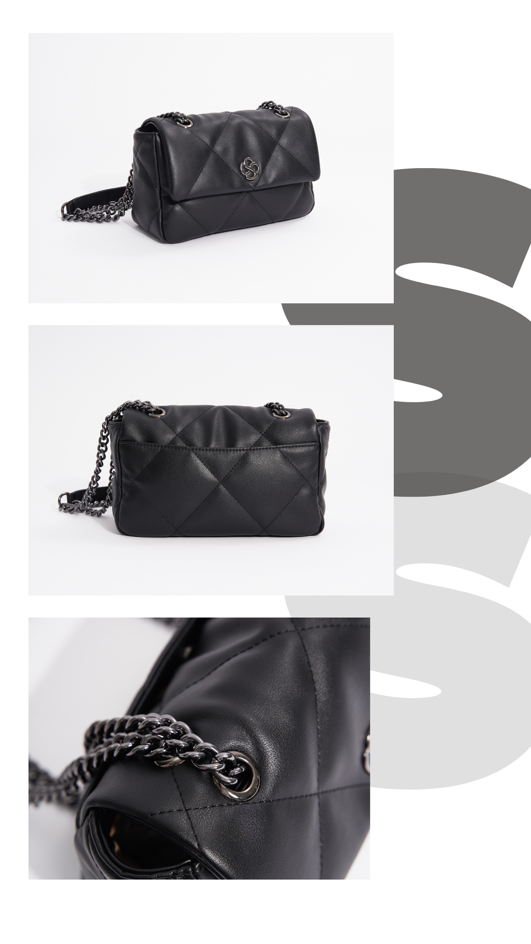 STEVANIE - Alyssa 黑色鏈條包 (大款)