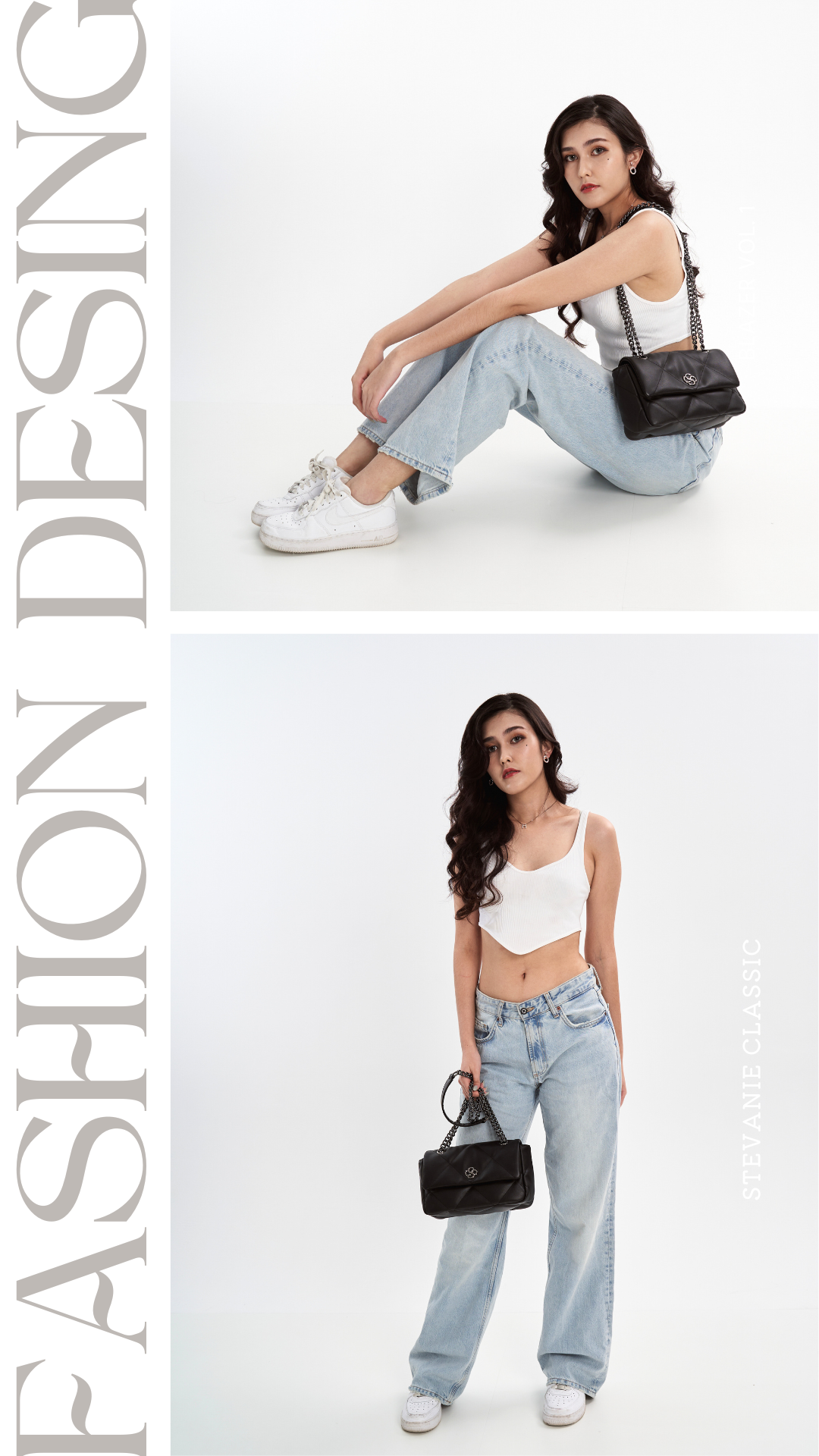 STEVANIE - Alyssa 黑色鏈條包 (大款)