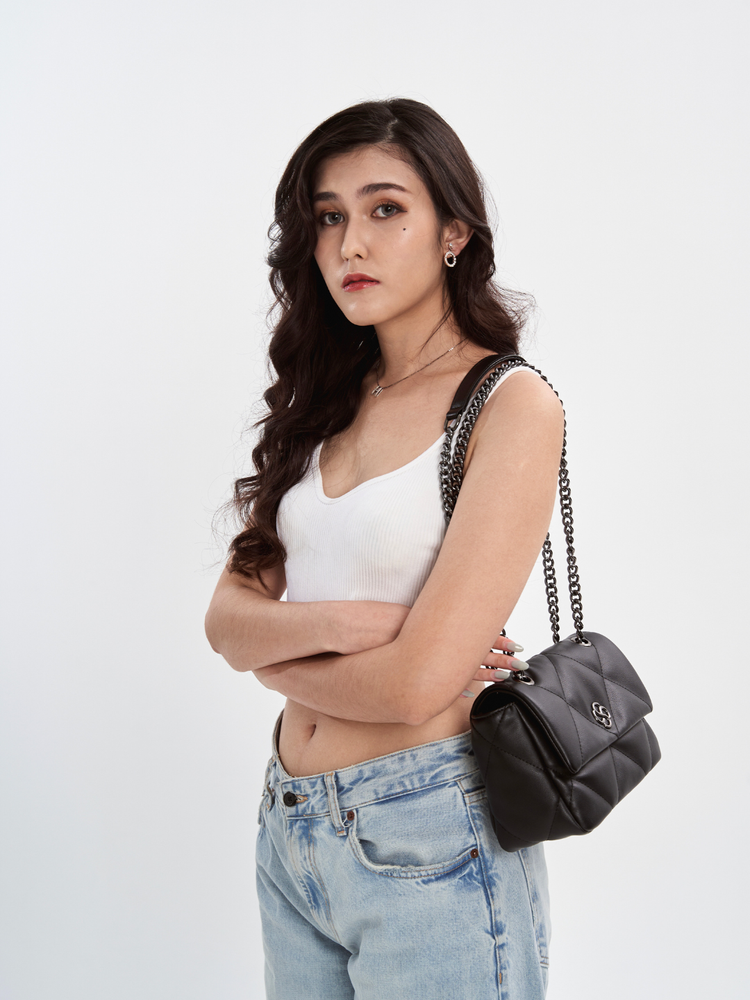 STEVANIE - Alyssa 黑色鏈條包 (大款)