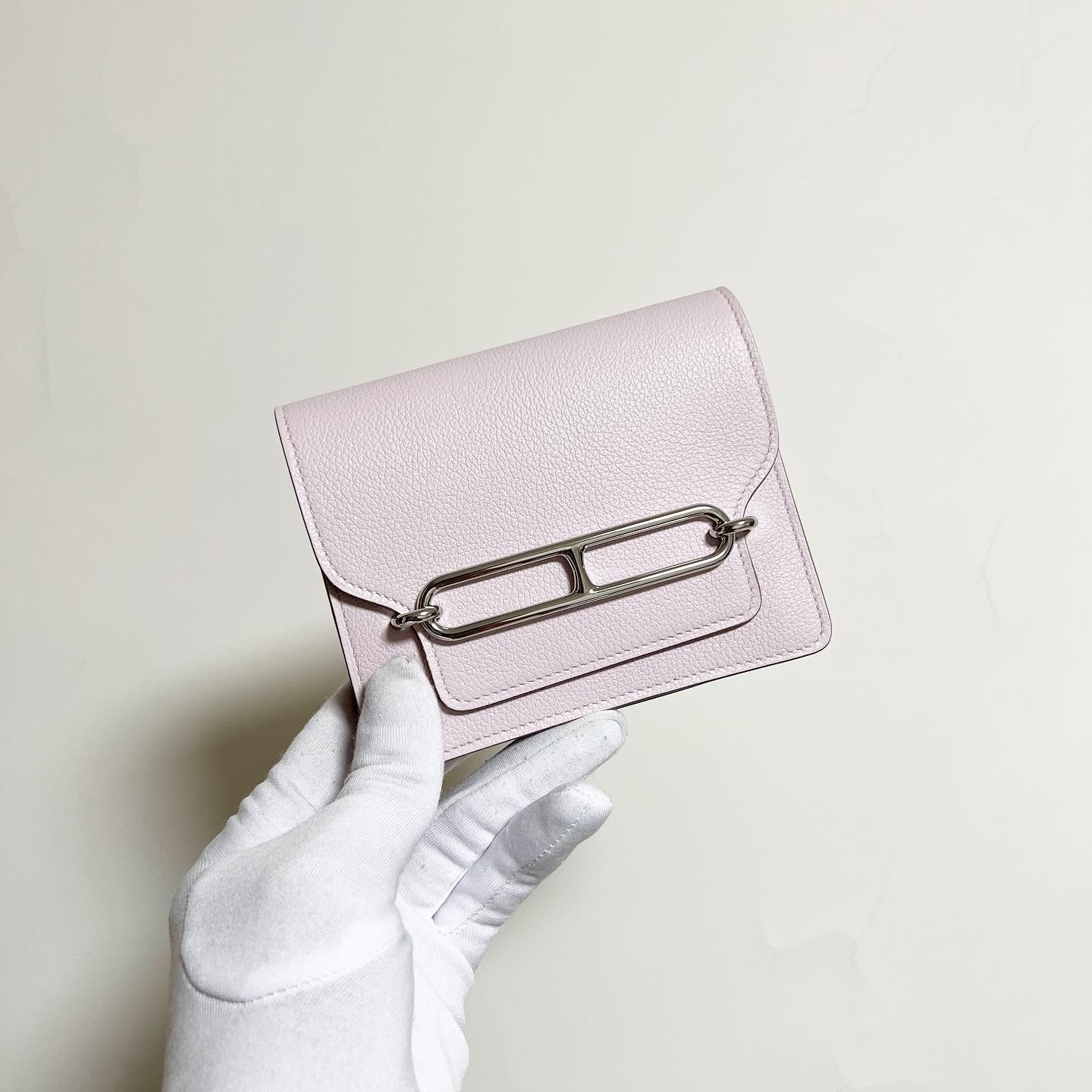 HERMES Roulis Silm Compact Wallet (MAUVE PALE x Silver)