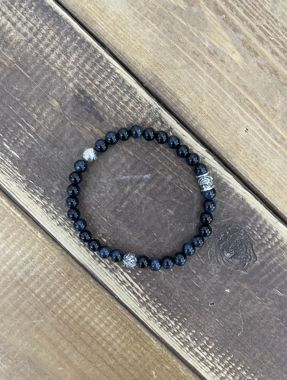 Lone Ones 6mm Stone Bracelet w/ Chick Bead, Hawk Bead