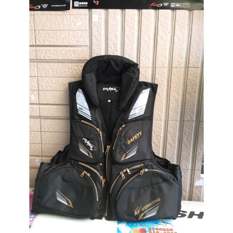 POKEE INTERNATIONAL 救生衣 黑色 釣魚 磯釣 PK-1802