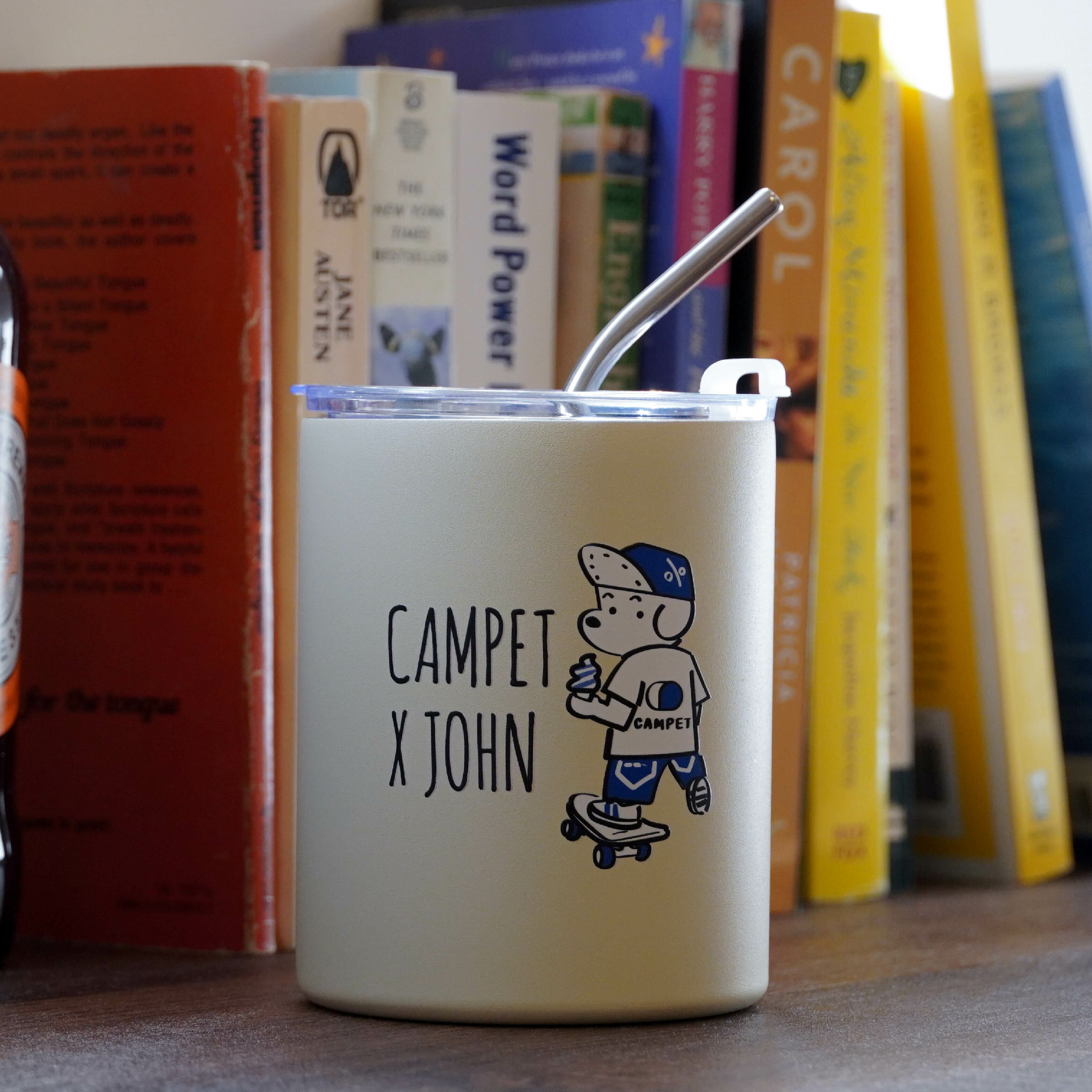 CAMPET® x JOHN 聯名不鏽鋼保溫杯〔復古白〕