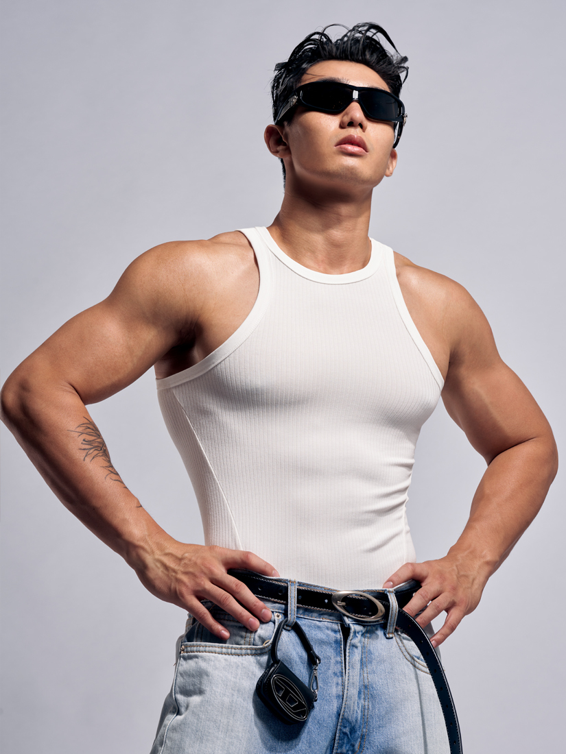 rolling monster肌肉背心-煙霧白