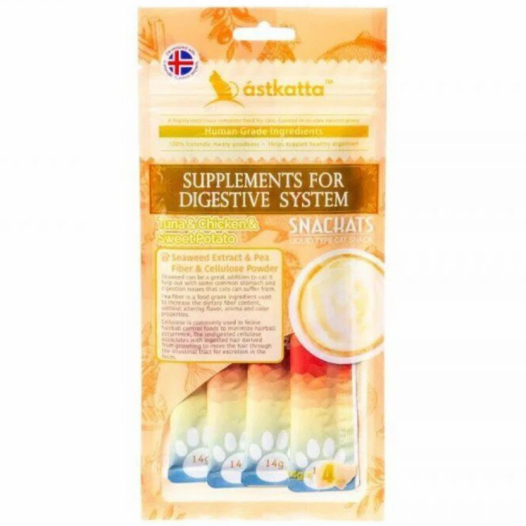 astkatta - 貓營養醬小食(腸道) 白鰹吞拿魚＋新鮮走地雞肉＋甜薯肉泥 14g × 4支