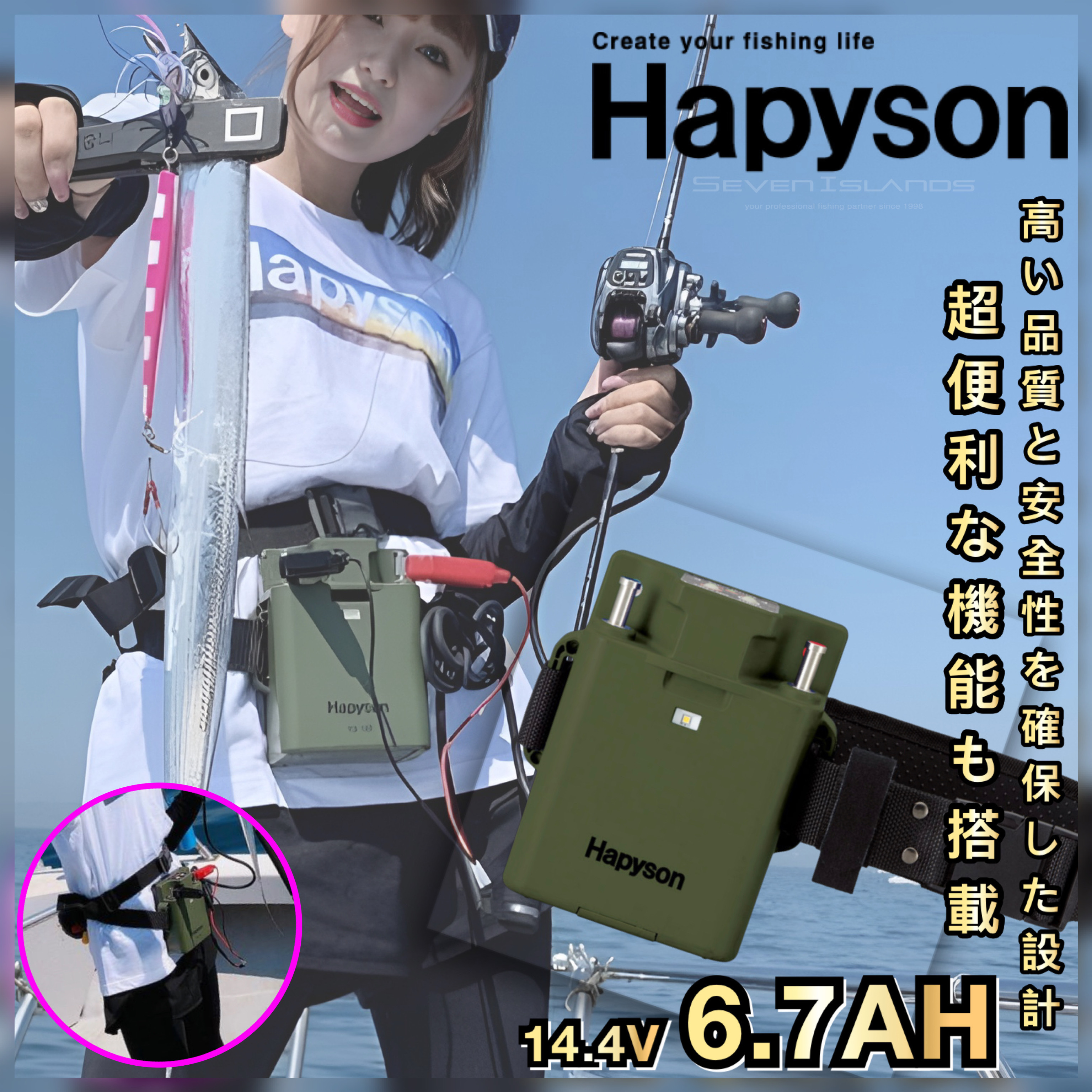 HAPYSON 6.4AH Battery Compact for Electronic Reel