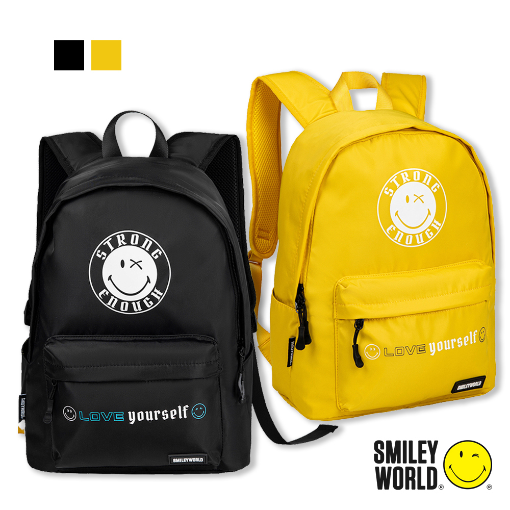 【SMILEY WORLD】 時尚潮流大容量後背包/單肩包/筆電包/學生包(2色可選)