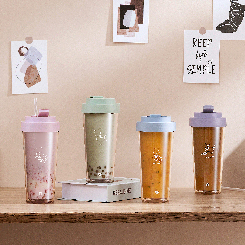 陪伴系列 ECOZEN雙層透明隨行杯750ml｜雙層防漏設計｜Oolab良杯製所