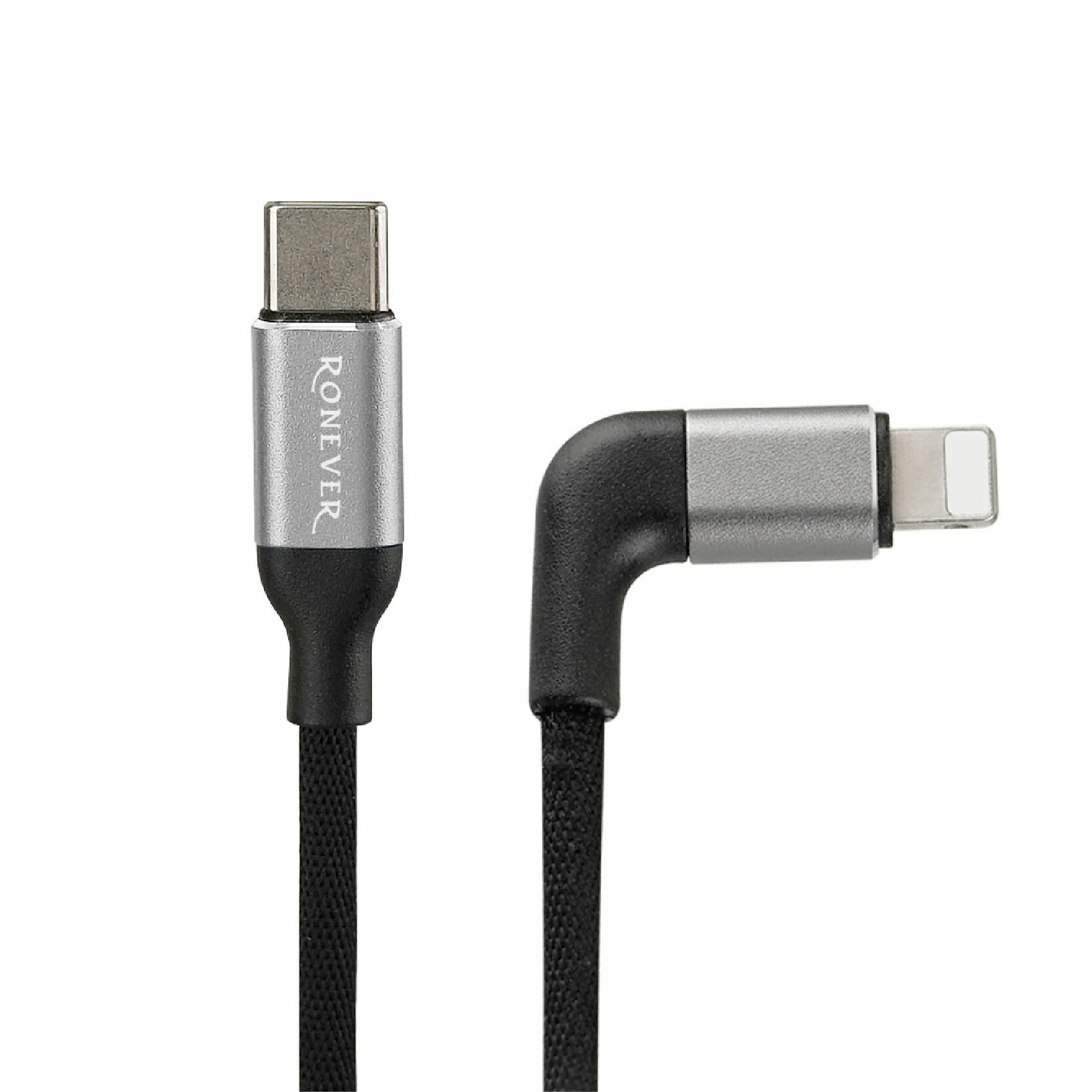 RONEVER Type-C to 適用蘋果接頭 L型鋁合金編織充電線 傳輸線 PD 數據線 RV020