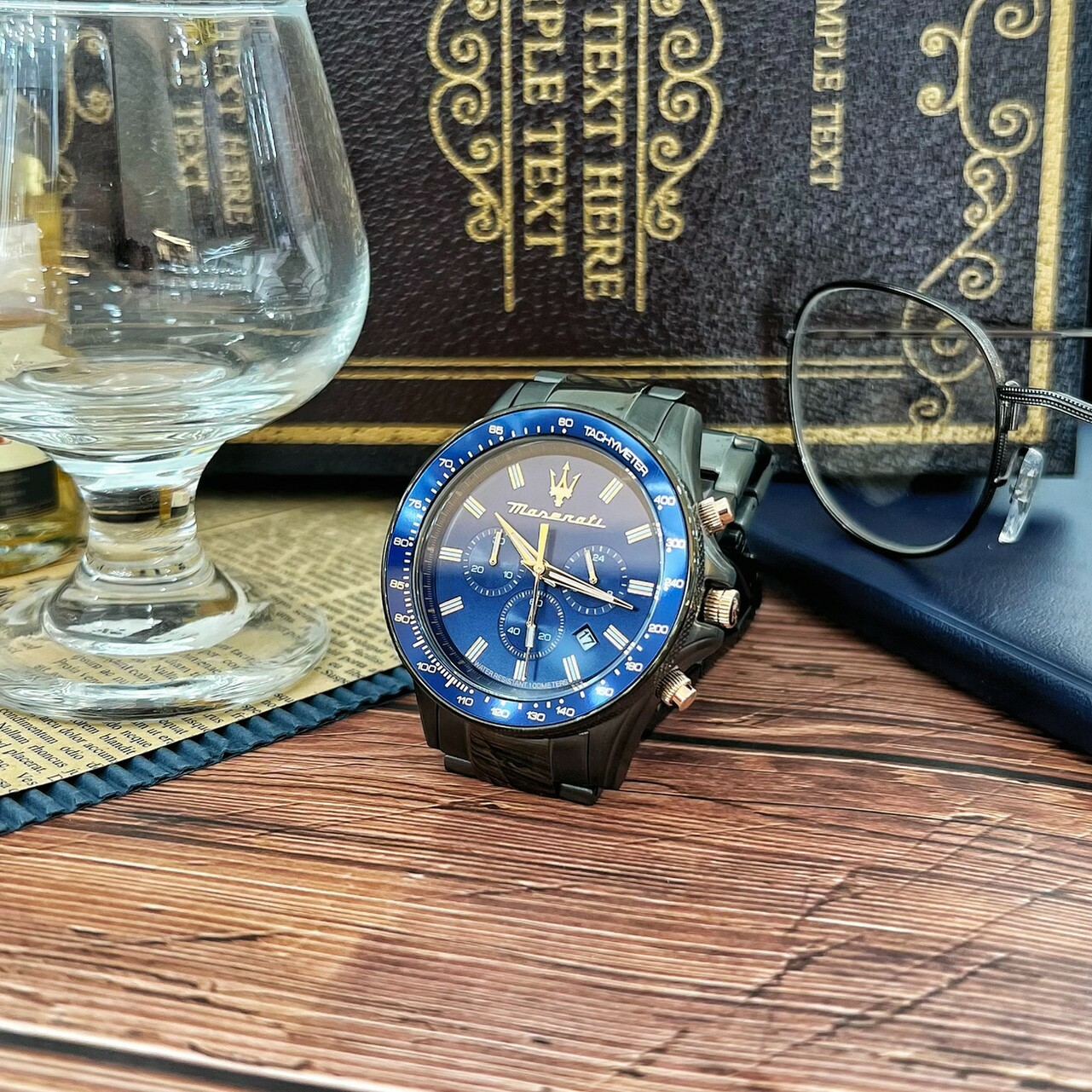 【Maserati瑪莎拉蒂】SFIDA三眼精鍍槍黑色腕錶 R8873640001 44mm 現代鐘錶