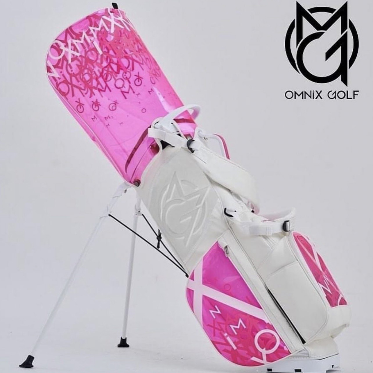 OMNIX GOLF 白透明桃紅白框腳架袋 』