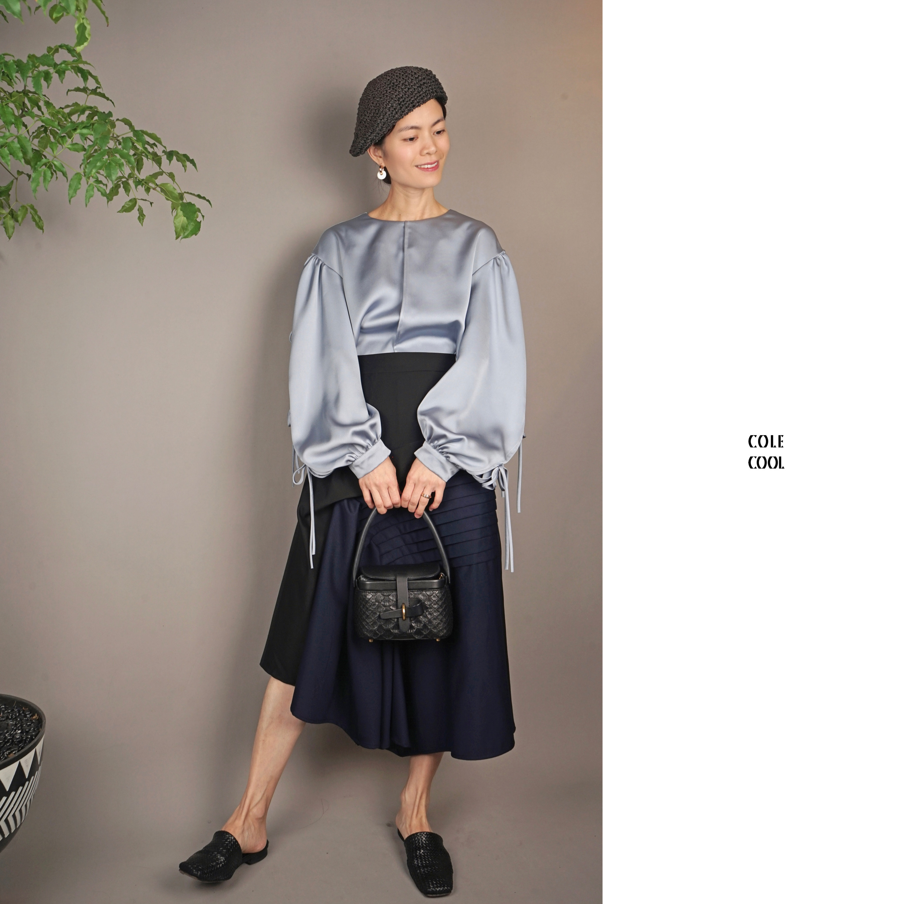 COLE COOL SS23 日式高質霧藍色綁結襯衣