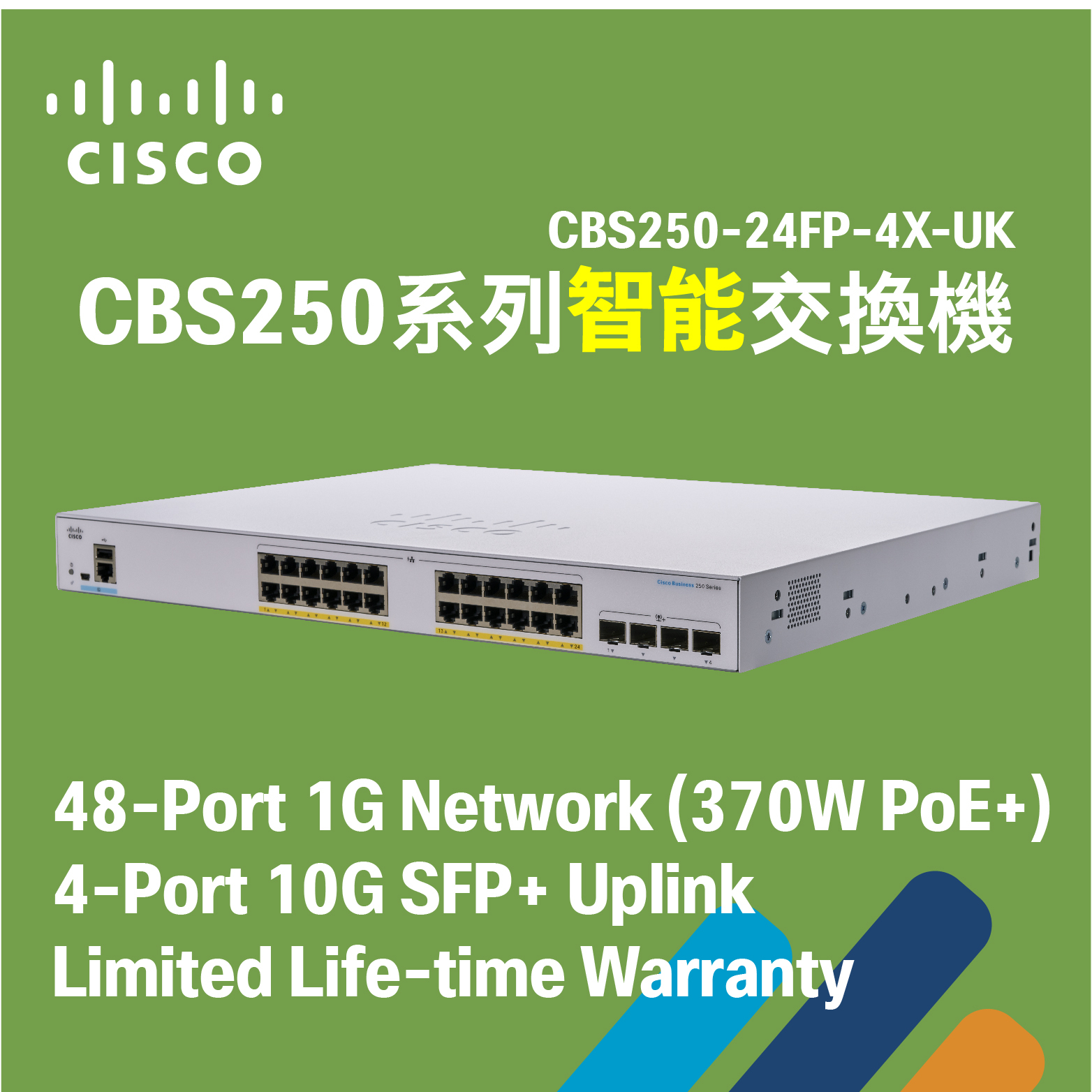 Cisco CBS250 24-Port Gigabit Ethernet (370W PoE+)