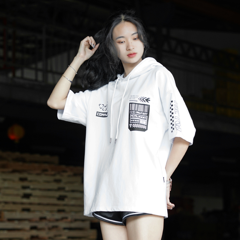 RETOP 賽博龐克 末日戰地毛圈短帽T 白| RETOP原創潮流服飾品牌