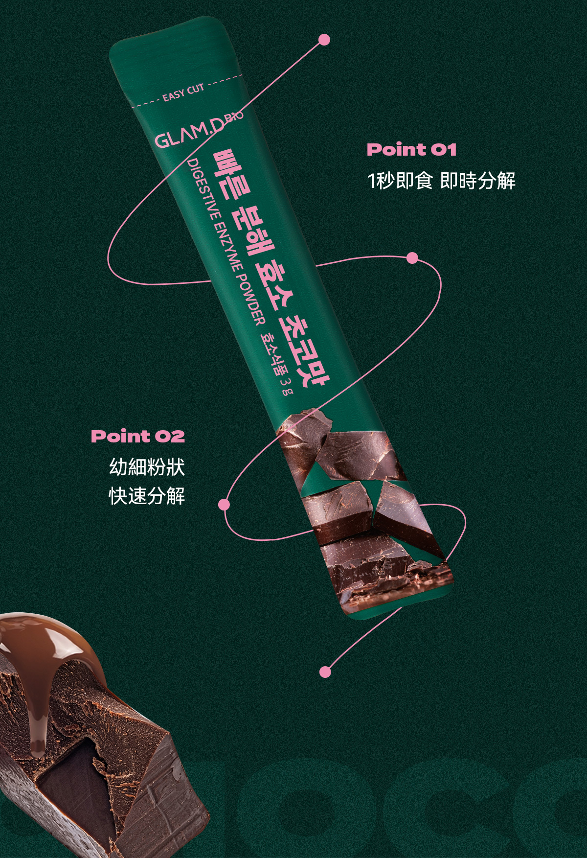 Glam d 即食分解酵素 朱古力味(30包)