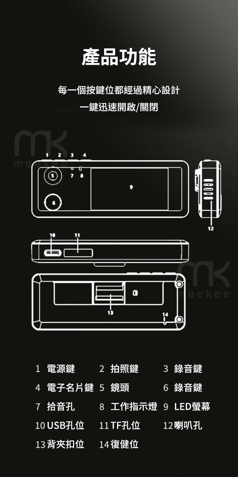 meekee T1胸前名牌款密錄器/隨身錄影機