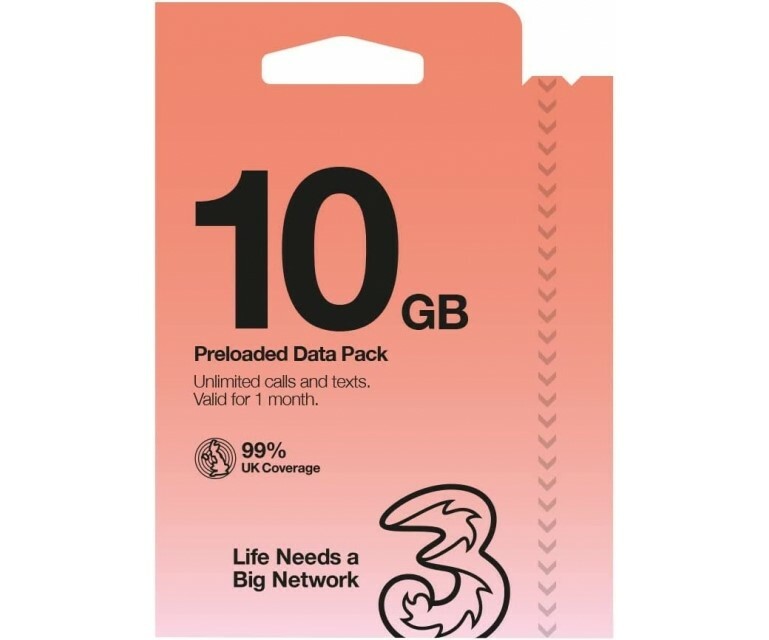 3UK Three 【英國﹑歐洲和71國】 30日 10GB 5G/4G/3G上網卡數據卡Sim咭