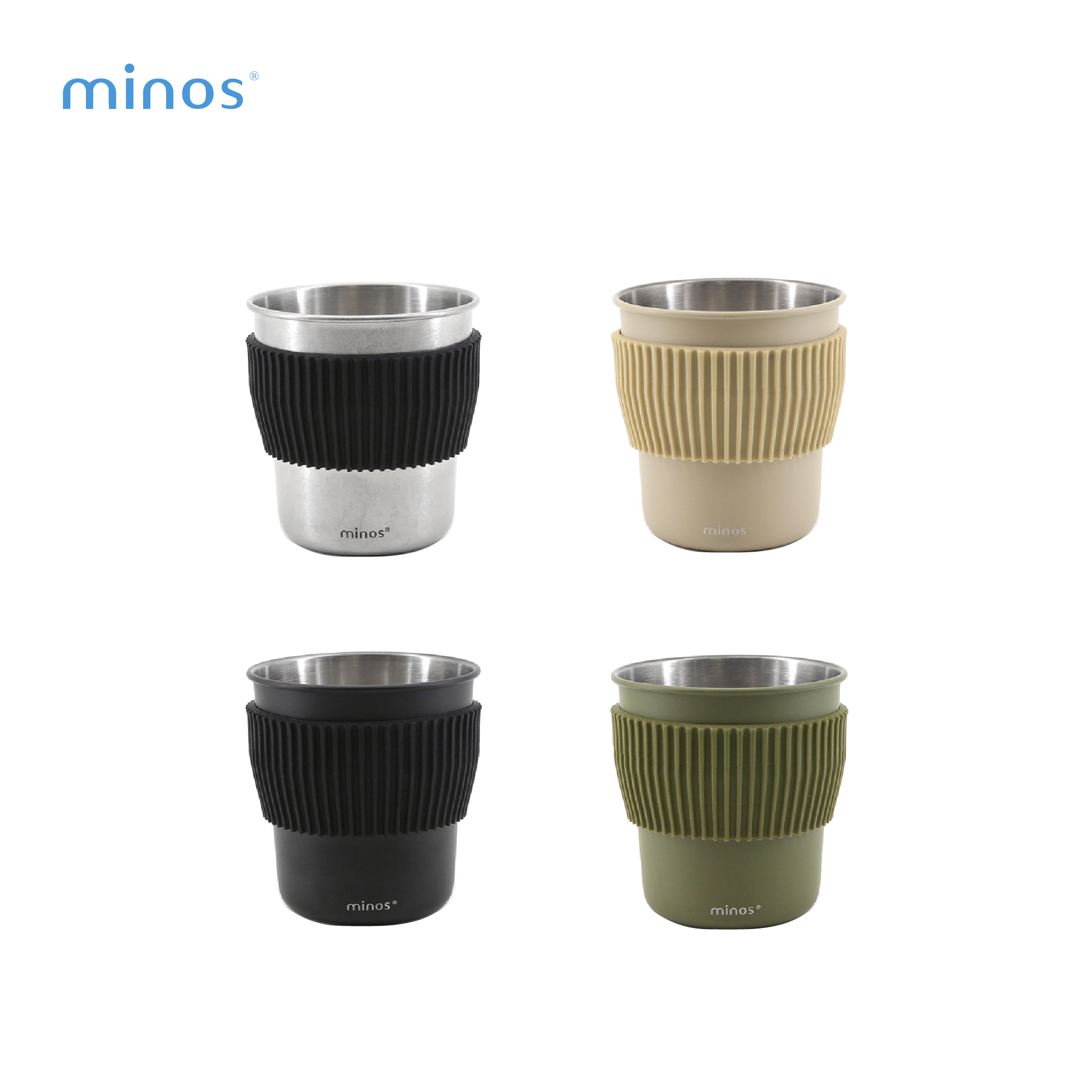 minos 不銹鋼杯含矽膠杯套 320ml（304不鏽鋼／隔熱防燙／露營杯）
