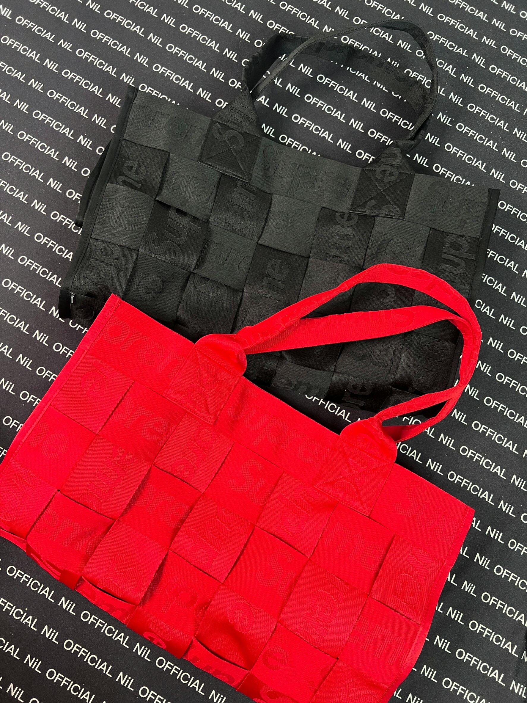 Supreme Woven 滿版Logo 編織托特包