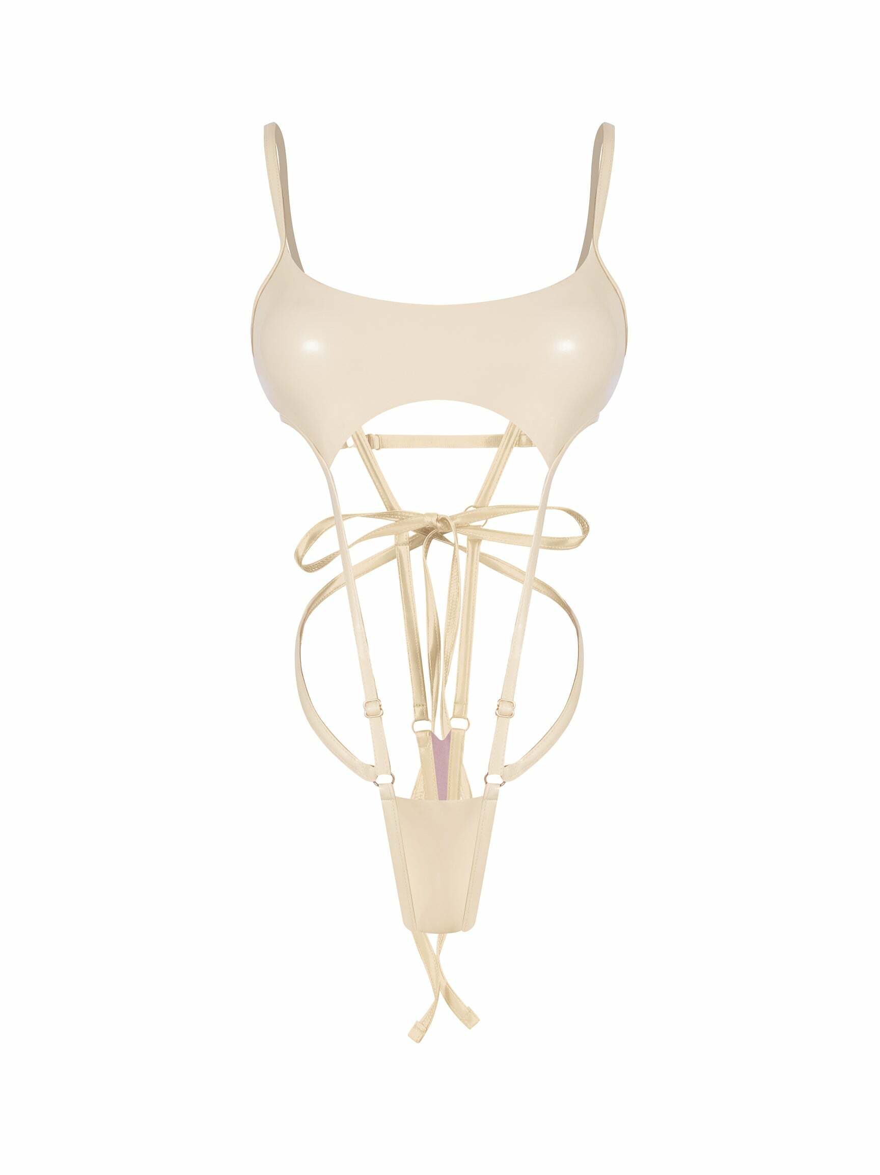 Inferno Vinyl Slingshot Bodysuit CREAM