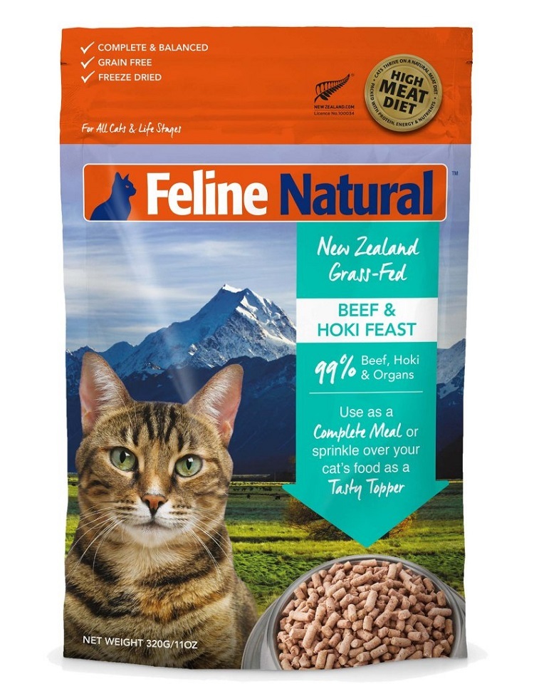 Feline Natural牛肉藍尖尾鱈魚盛宴-凍乾貓糧 320g
