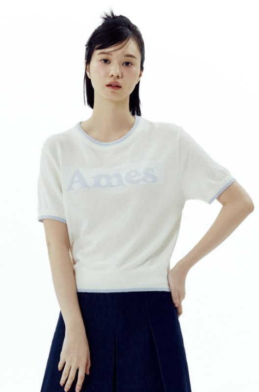 [Ames Worldwide] BASIC LOGO KNIT IVORY