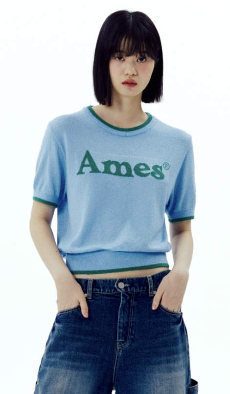 [Ames Worldwide] BASIC LOGO KNIT BLUE
