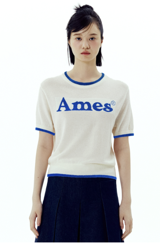 [Ames Worldwide] BASIC LOGO KNIT CREAM