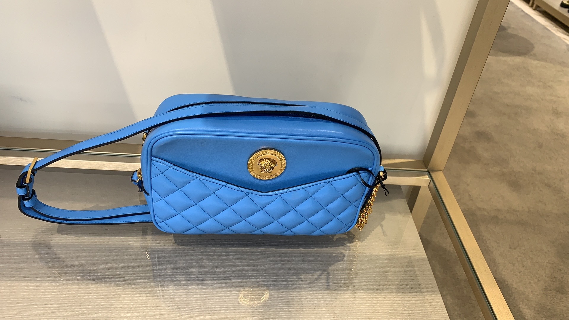 VERSACE MEDIUM LAMBSKIN CAMERA BAG WITH MEDUSA HEAD LOG