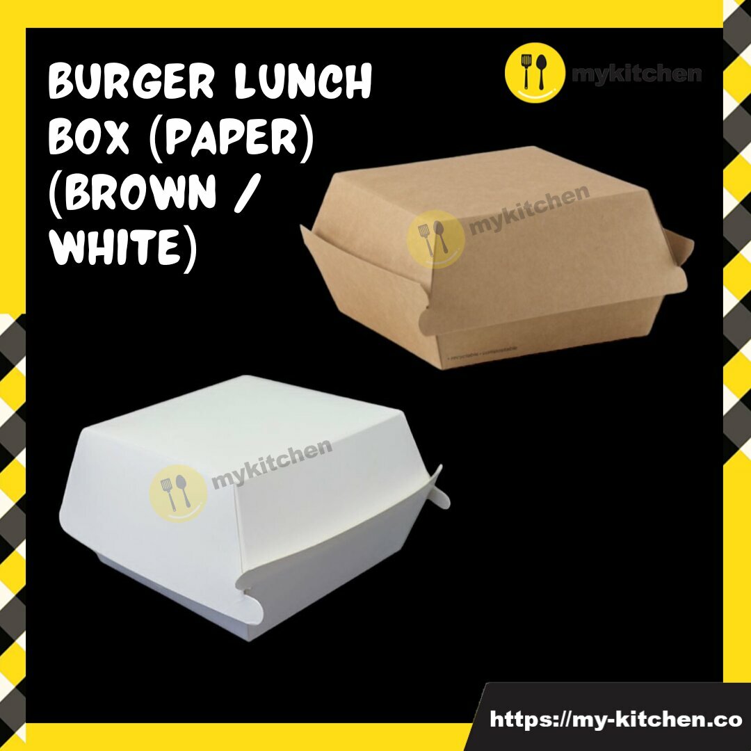 [MY KITCHEN] Burger Lunch Box (Paper) (White and Brown)