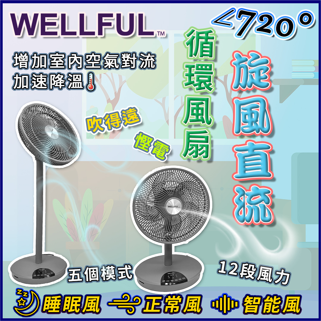 WELLFUL 720旋風直流循環風扇